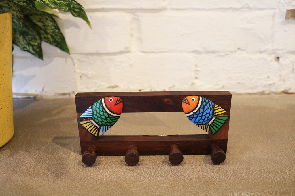 Handcrafted Wooden Fish Key Holder - NamegStore